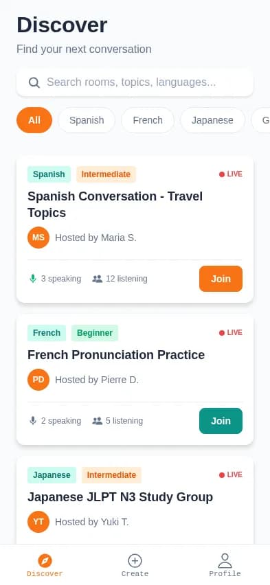 LinguaLive Rooms