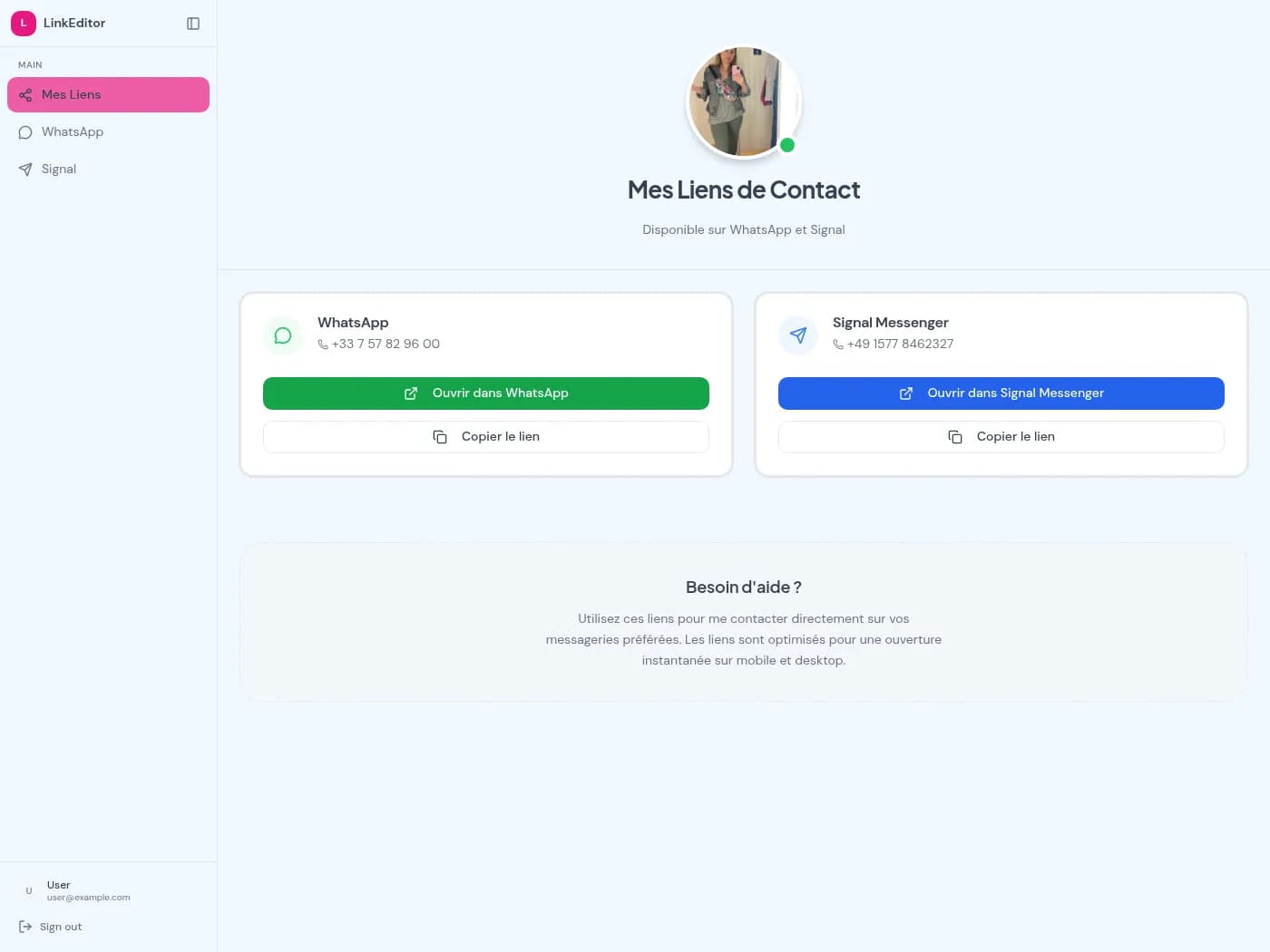 WhatsApp & Signal Link Editor