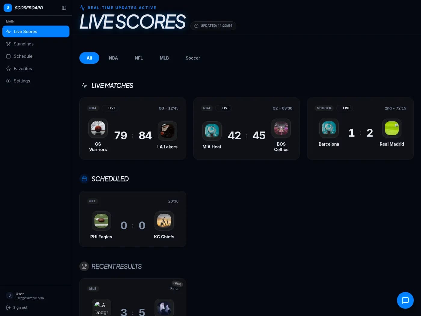 Live Sports Scoreboard