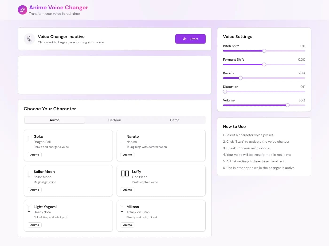 Live Anime Voice Changer