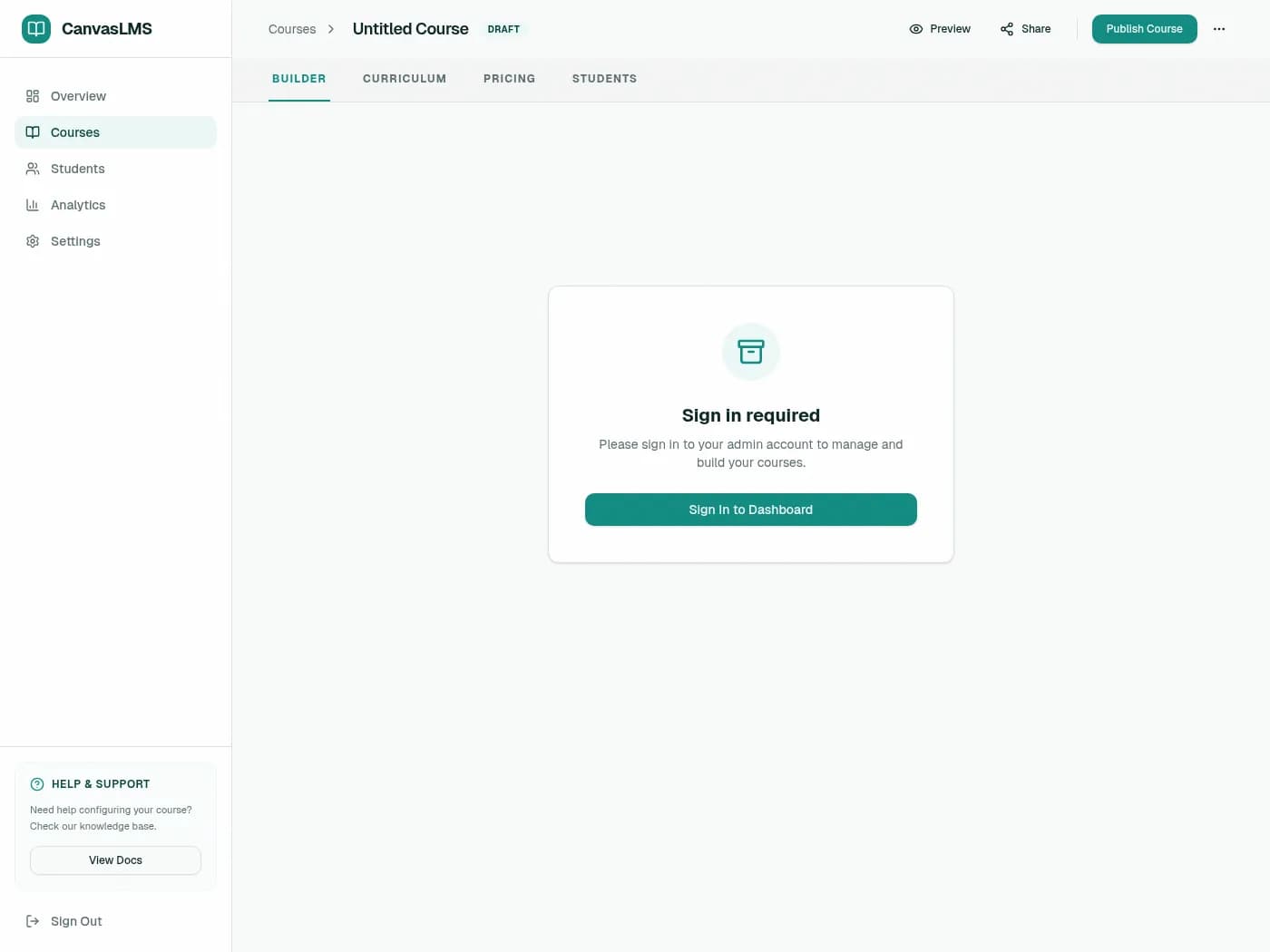 LMS Course Builder Canvas