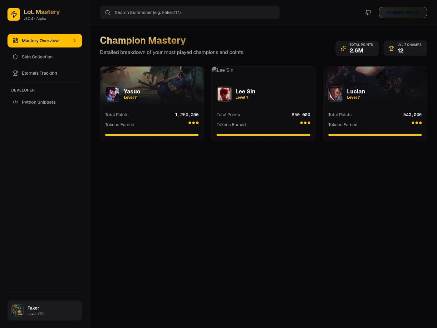 LoL Mastery Tracker