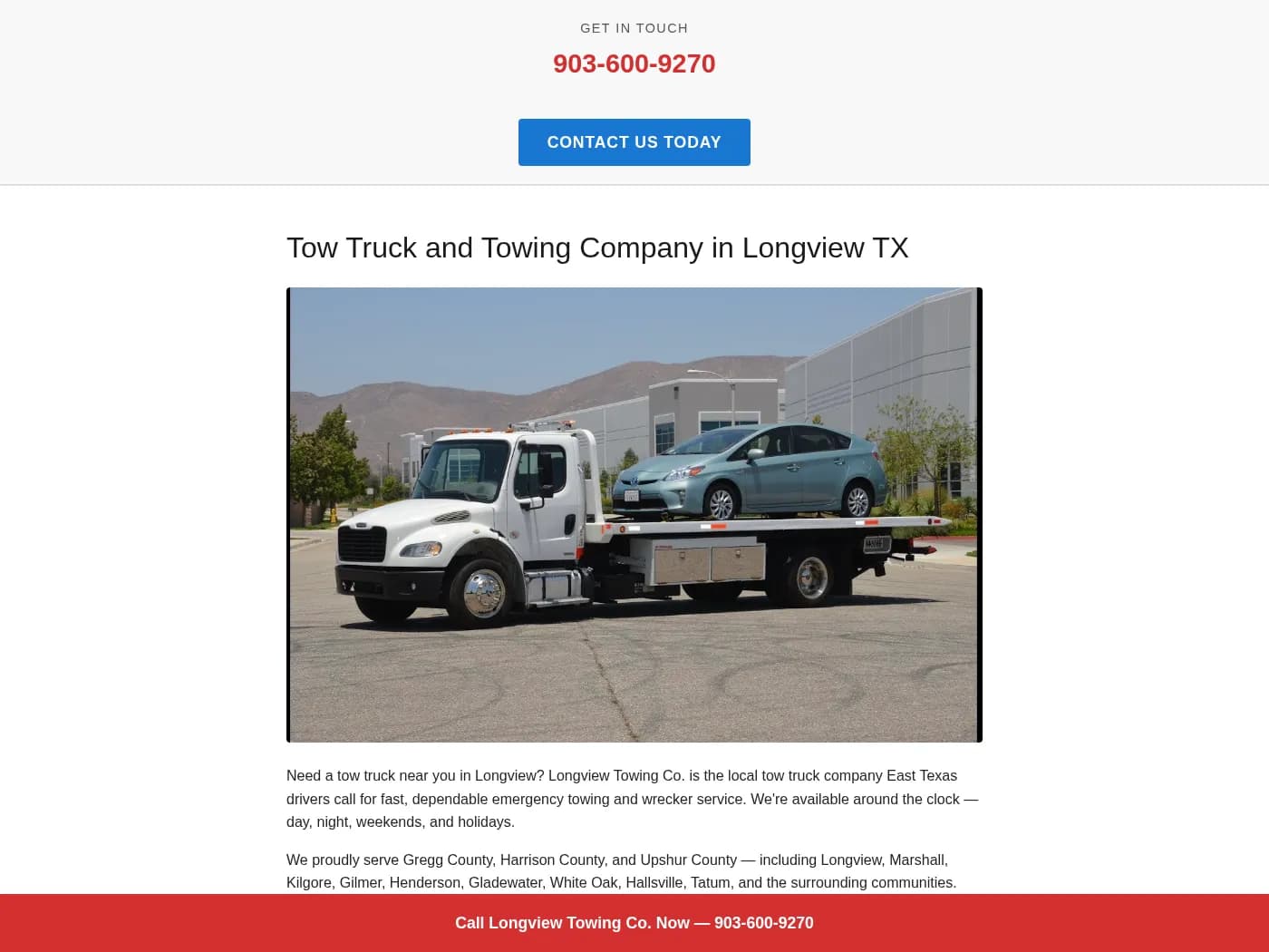 Longview Towing Co. Website