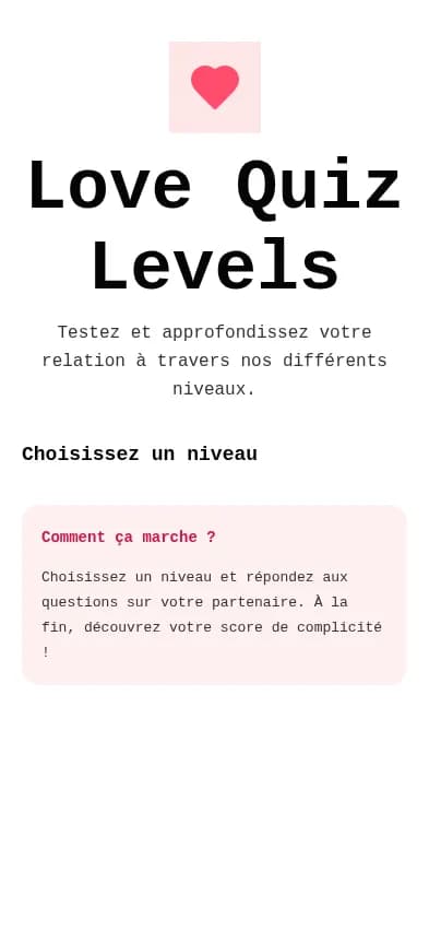 Love Quiz Levels