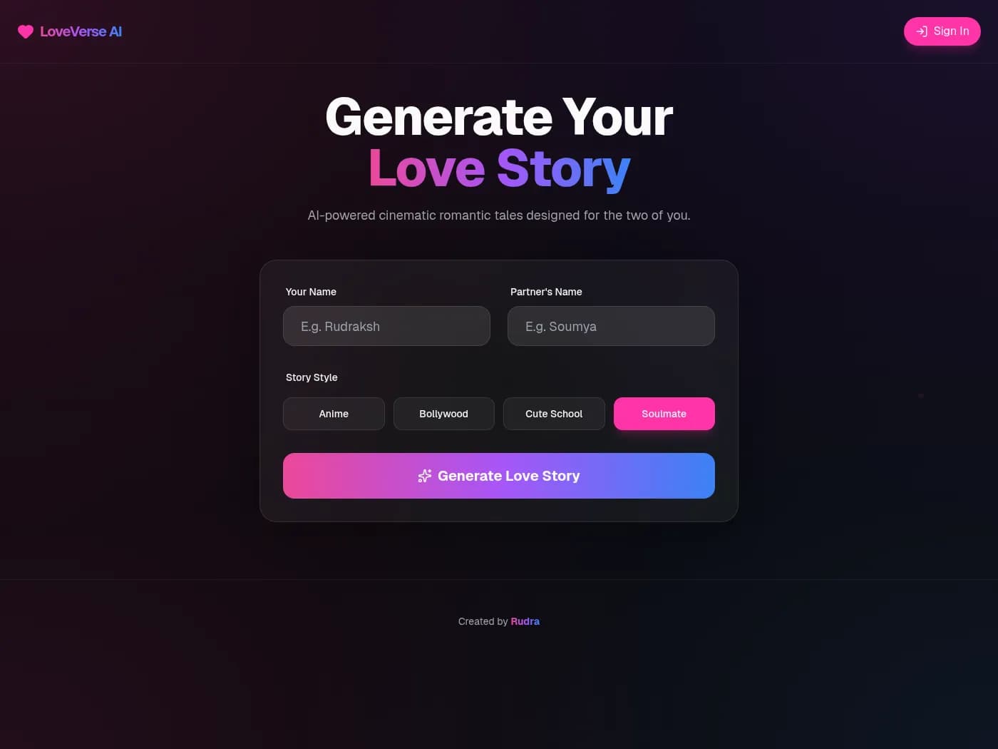 LoveVerse AI Generator