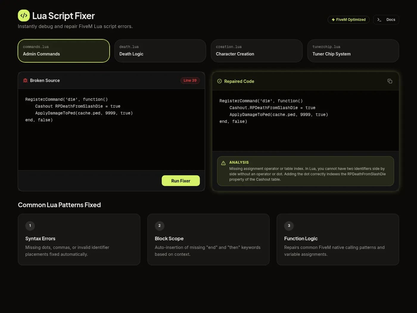 Lua Code Fixer