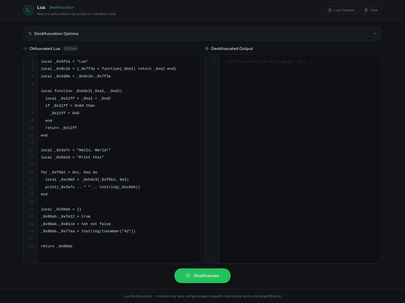 Lua Deobfuscator Tool