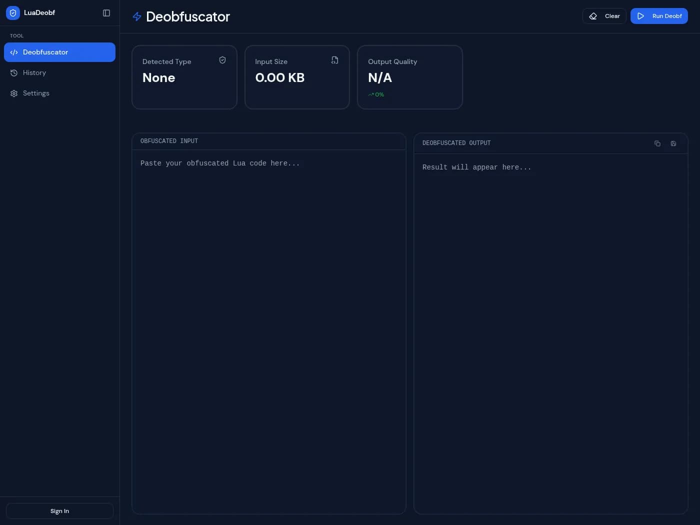 Lua Deobfuscator Web