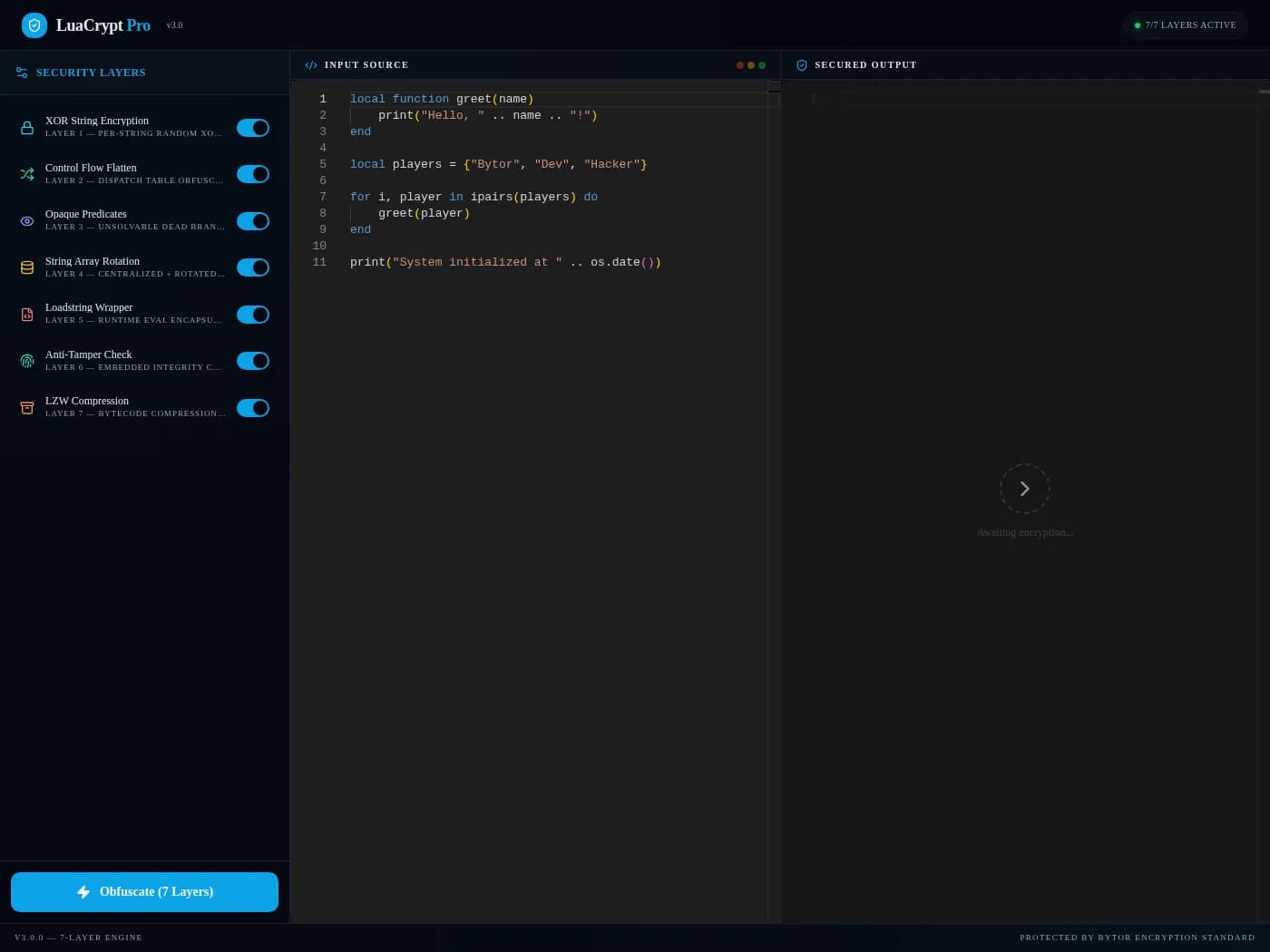 LuaCrypt Pro Obfuscator