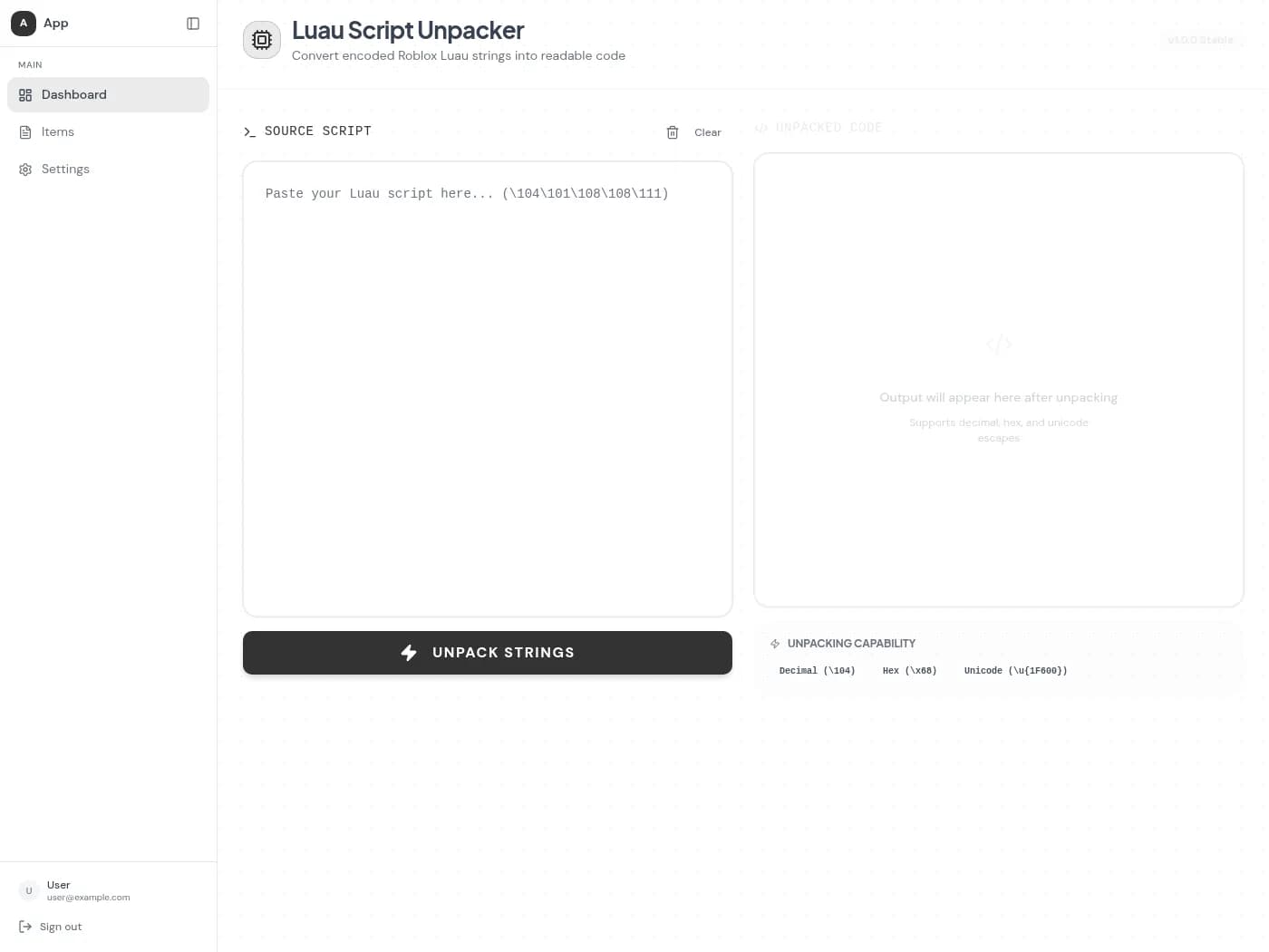 Luau Script String Unpacker