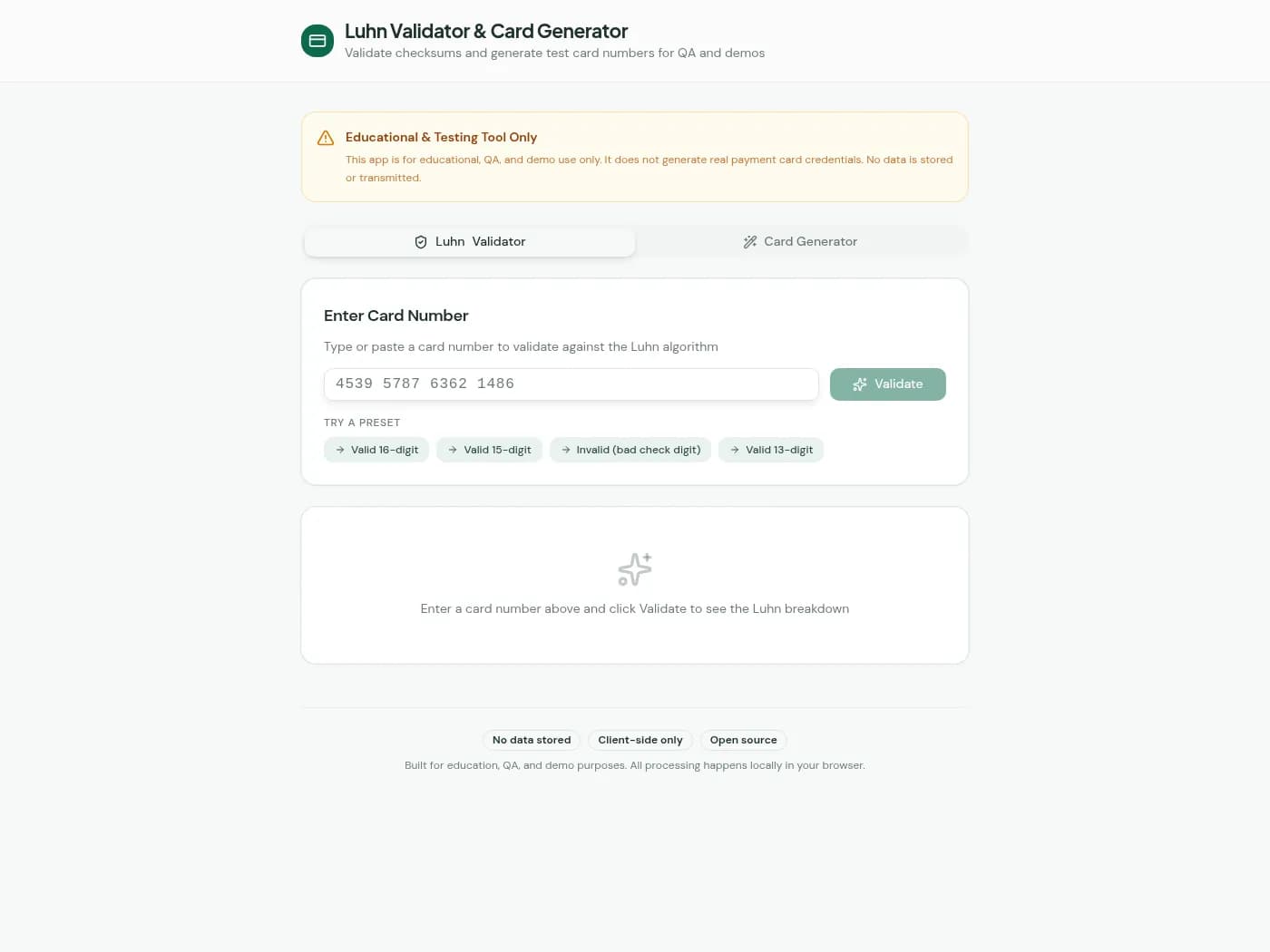 Luhn Card Toolkit