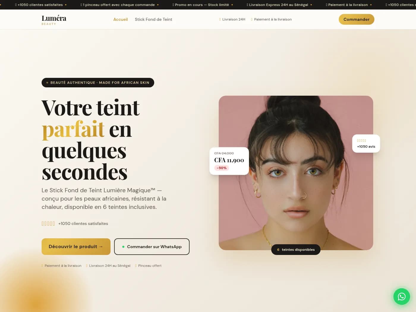 Luméra Beauty Landing Page
