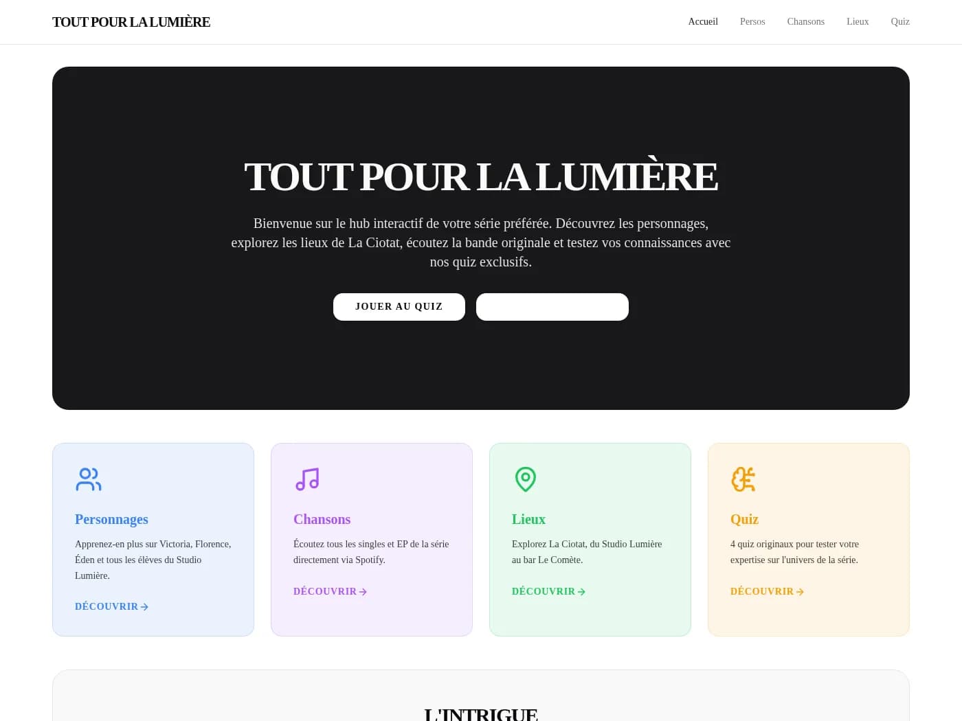 Tout Pour la Lumière Hub