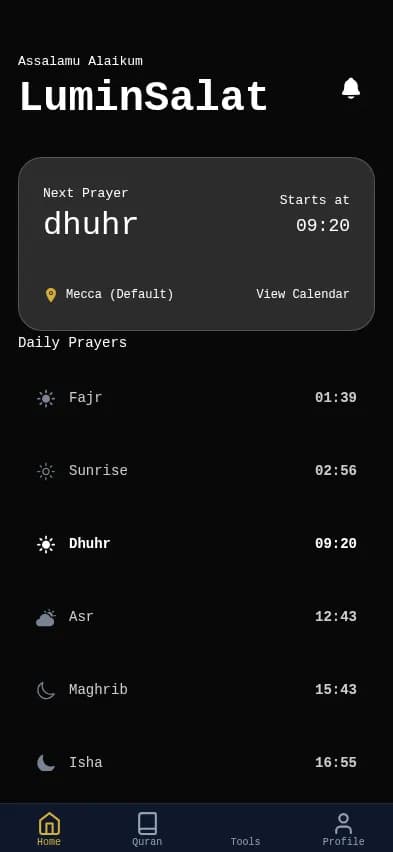 LuminSalat Mobile App