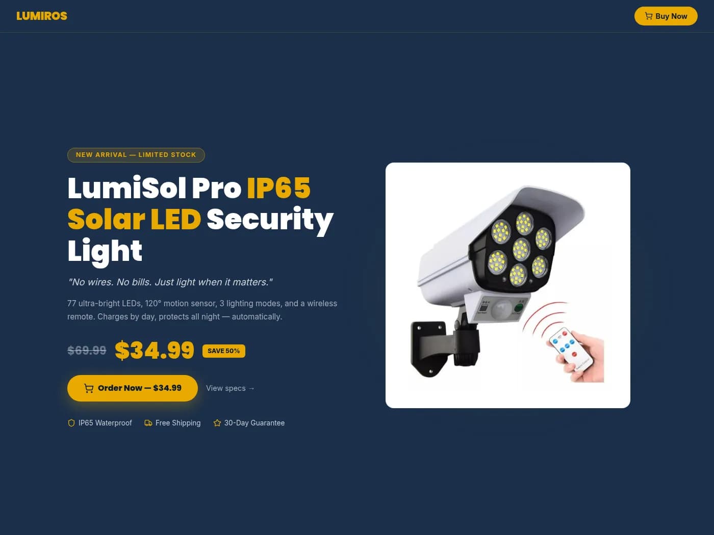 Lumiros LED Landing Page