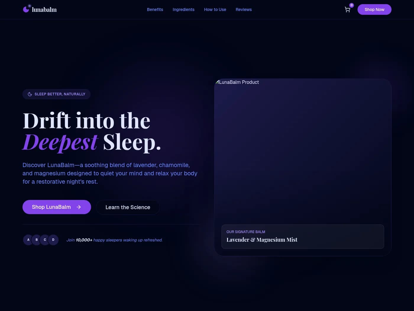 LunaBalm Sleep Website