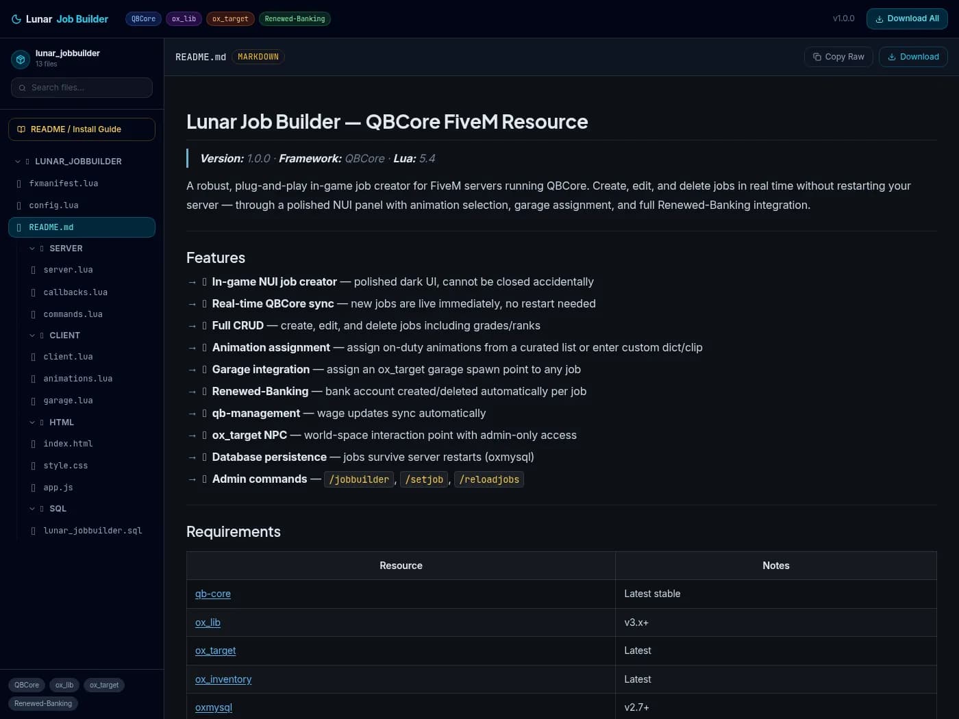 Lunar Job Builder