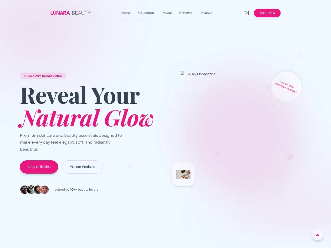 Lunara Beauty Landing Page