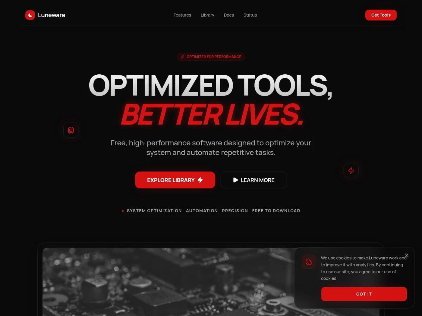 Luneware Landing Page
