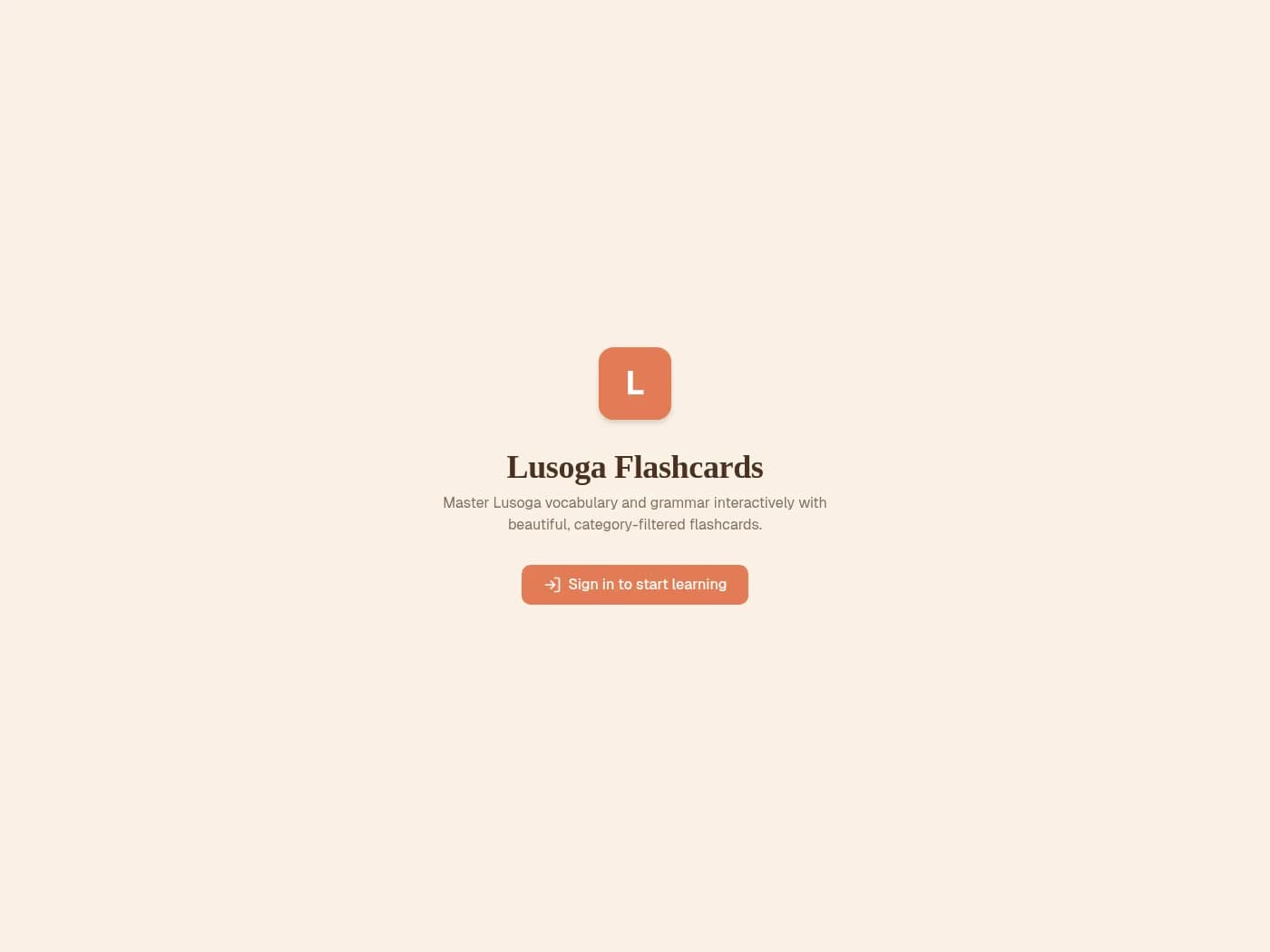 Lusoga Flashcards Web App