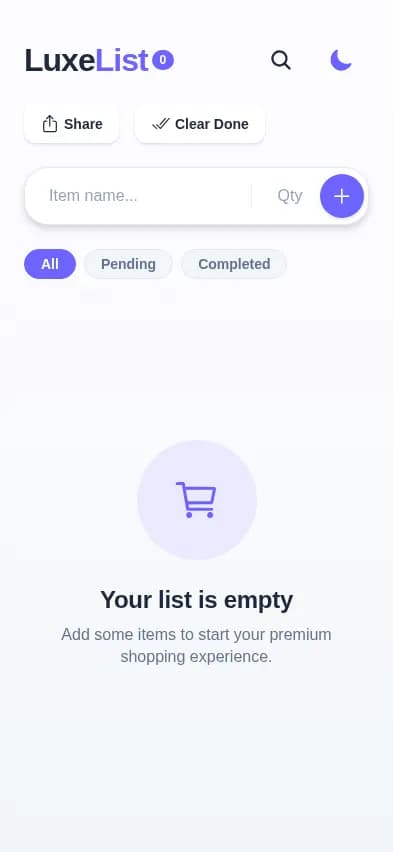 LuxeList Shopping App