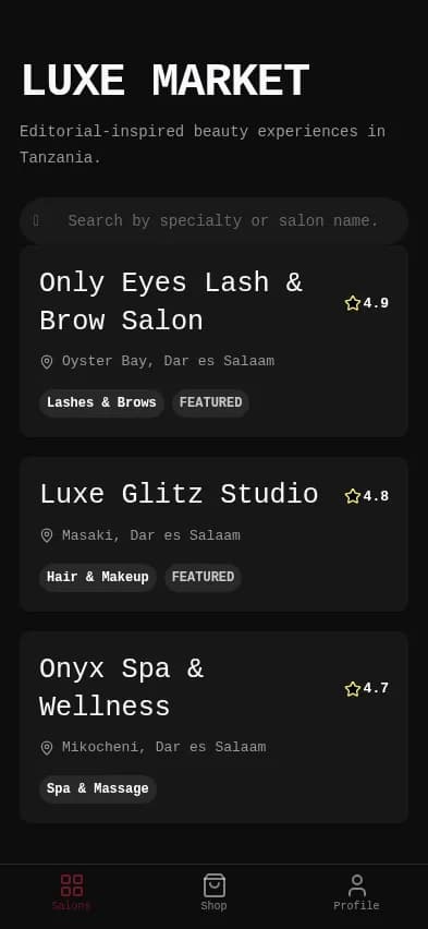 LuxeSalon Market App