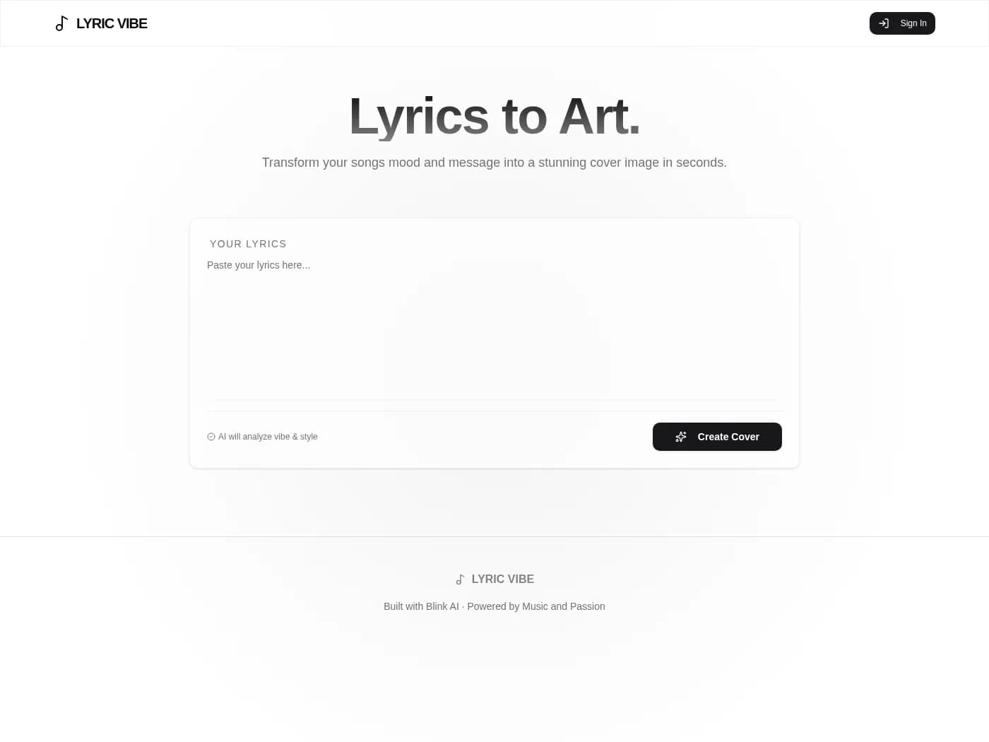 Lyric Vibe Cover Maker