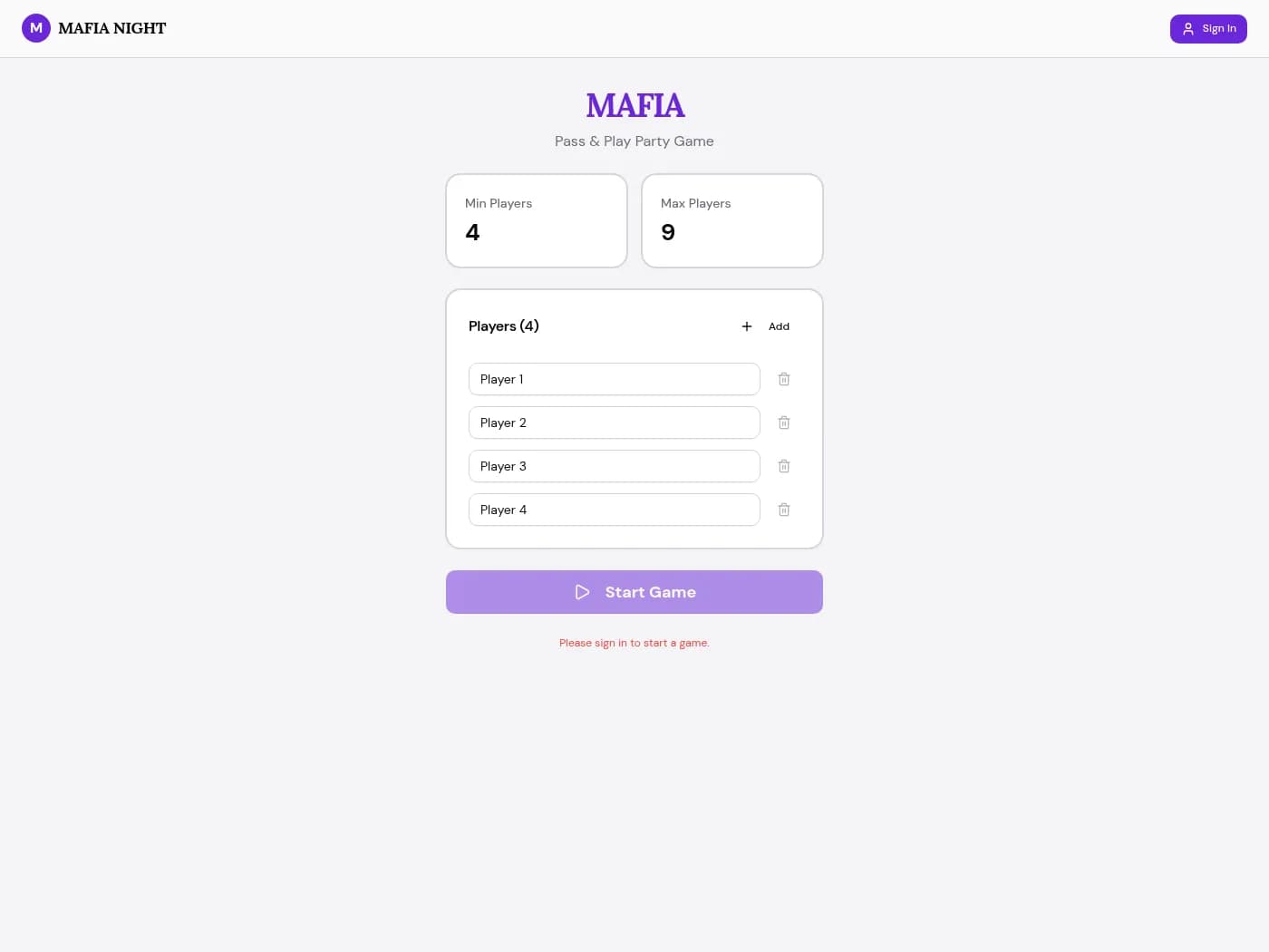 Mafia Pass & Play