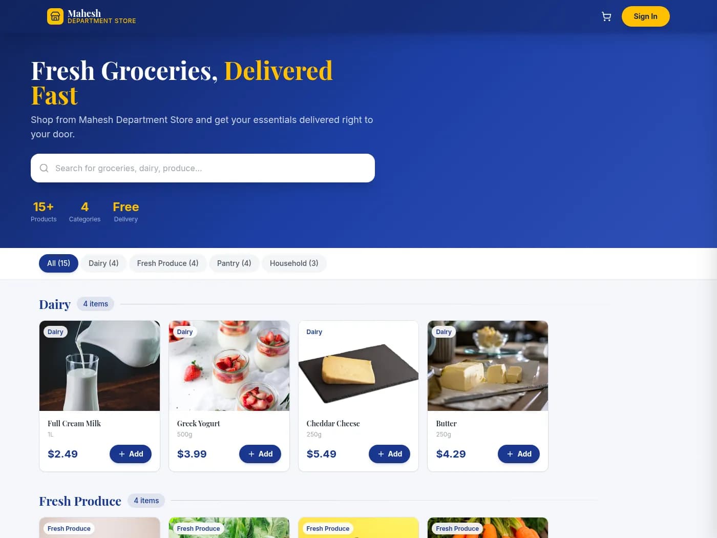 Mahesh Grocery Delivery App