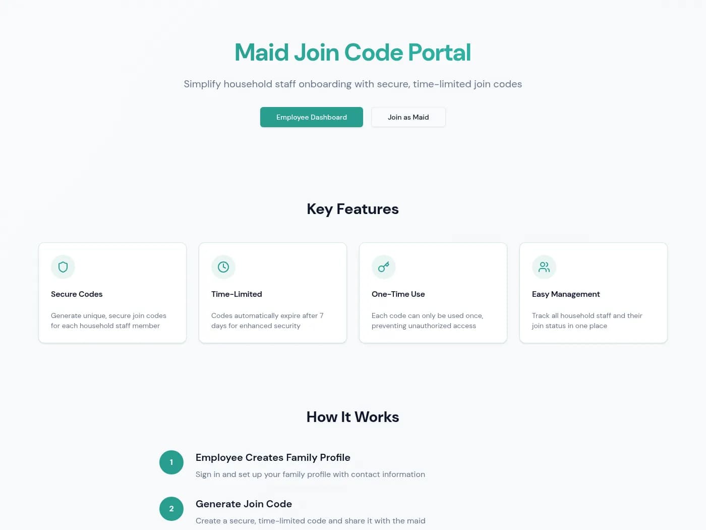 Maid Join Code Portal