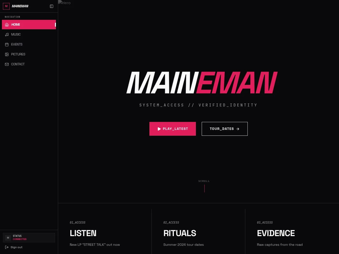 MAINEMAN Artist Website