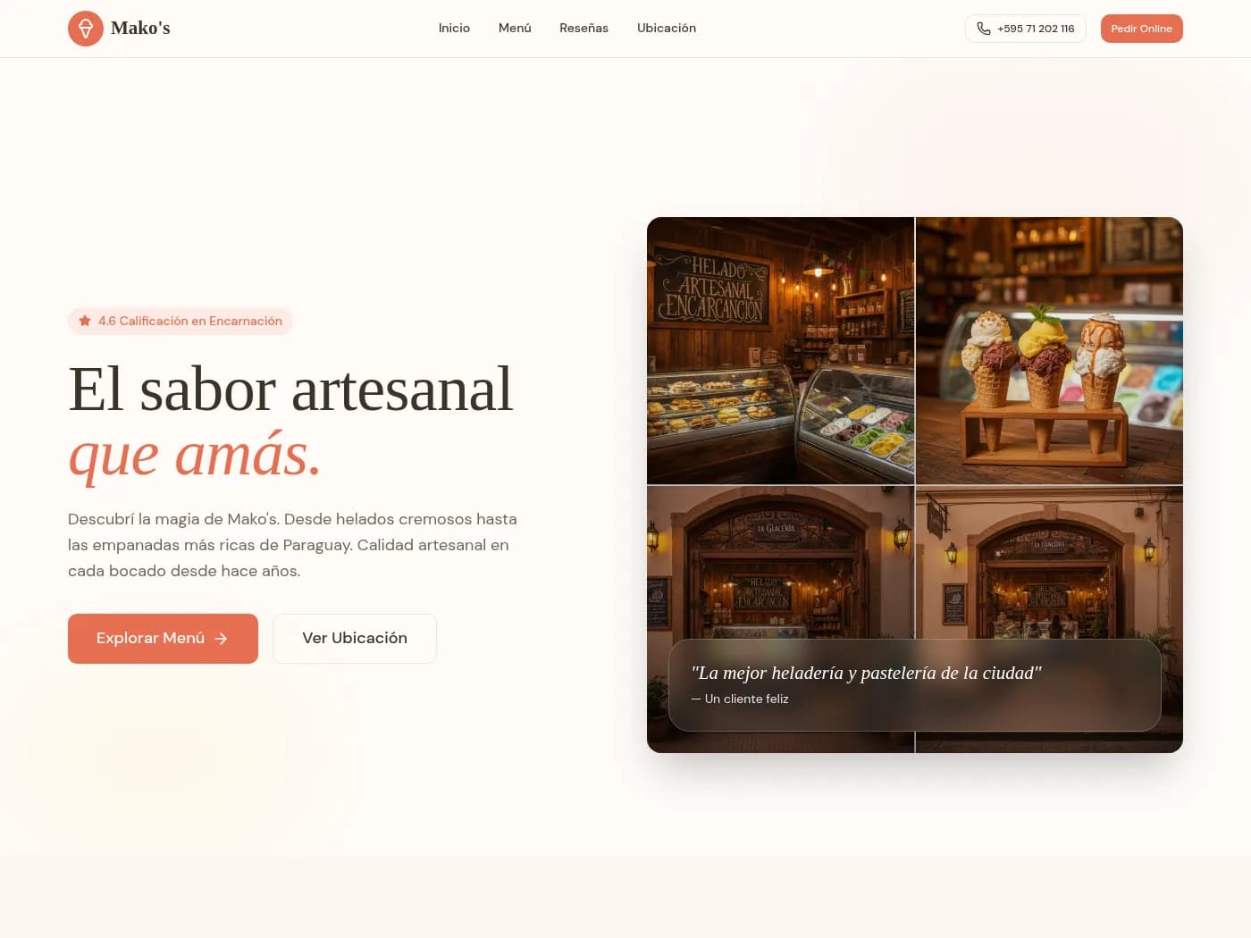 Mako's Heladeria Web