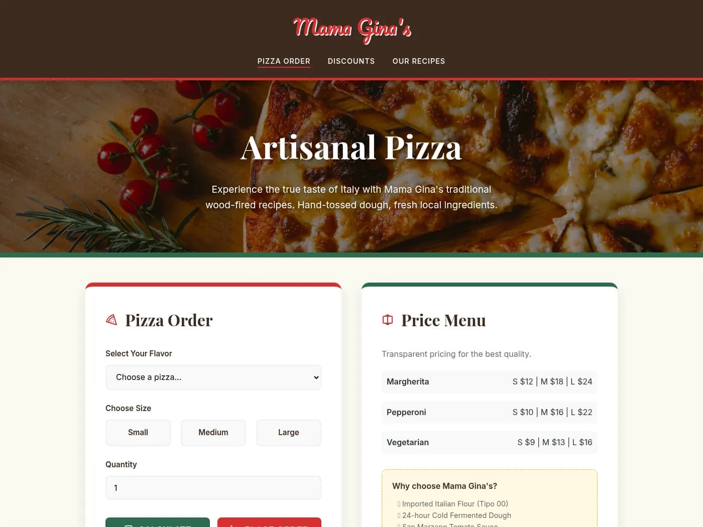 Mama Gina’s Pizza Redesign