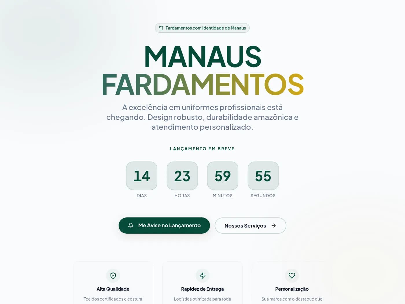 Manaus Fardamentos Launch Page