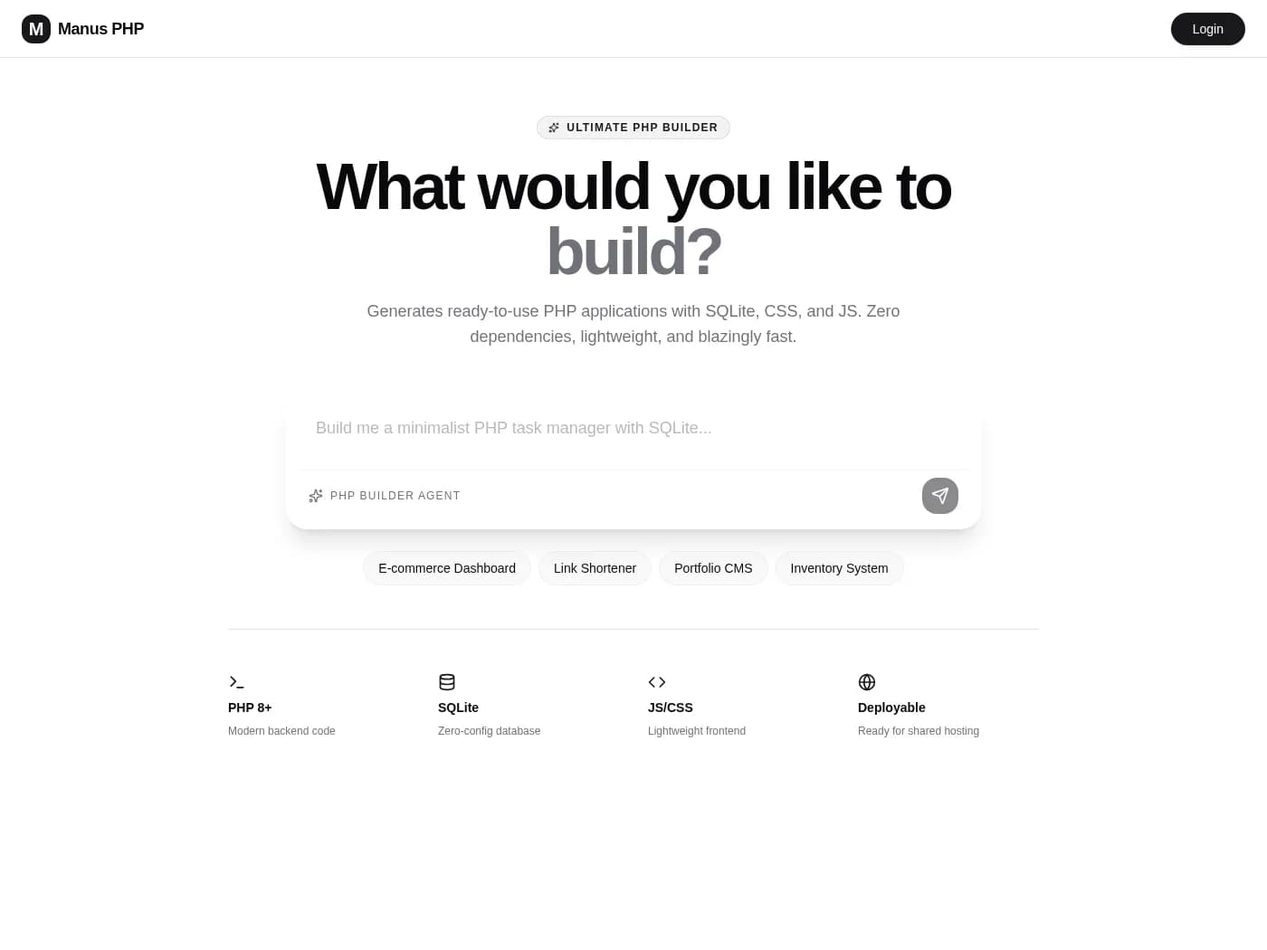 Manus PHP App Builder