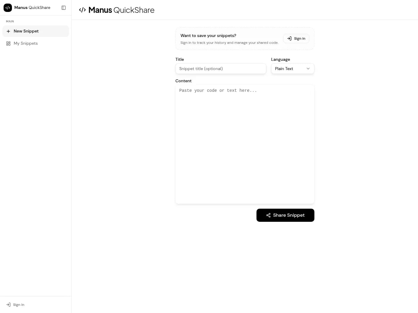 Manus QuickShare