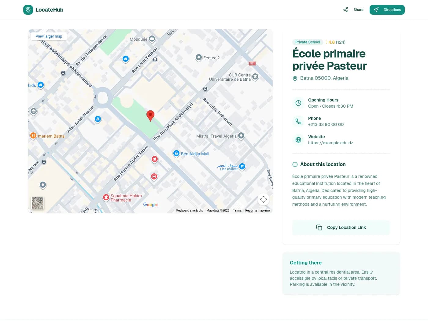 Google Maps Location Page