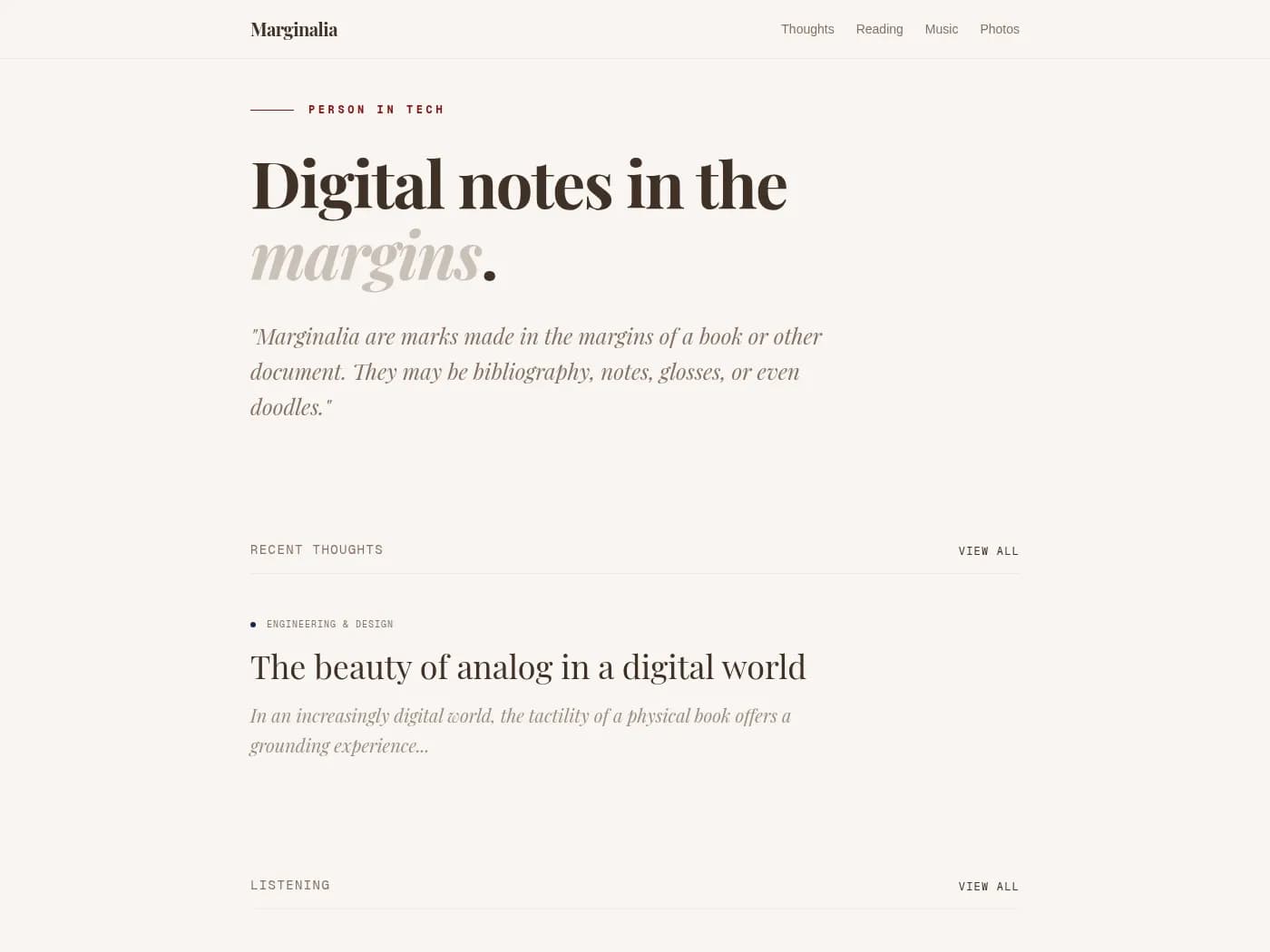 Marginalia Personal Site