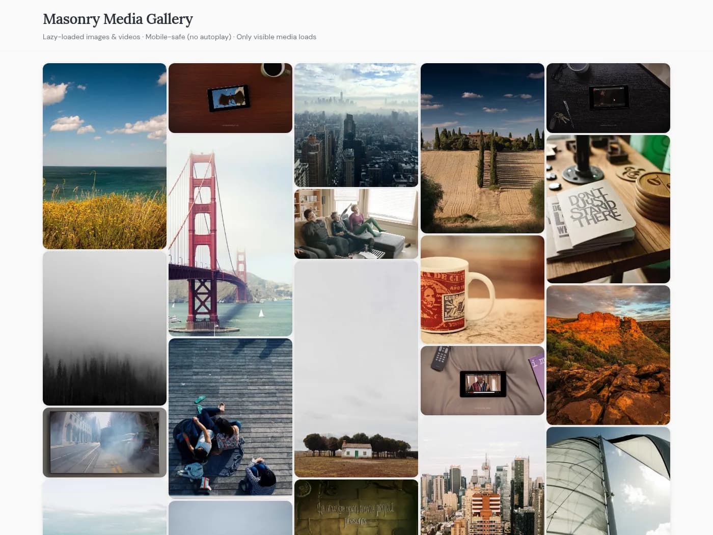 Masonry Media Gallery