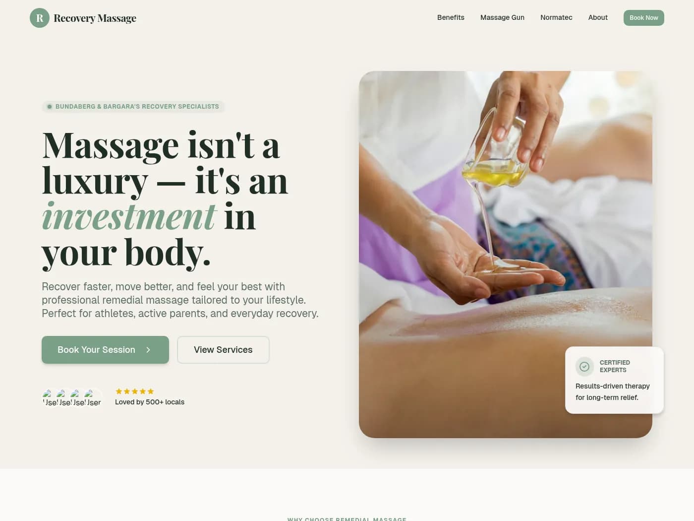 Massage Recovery Landing