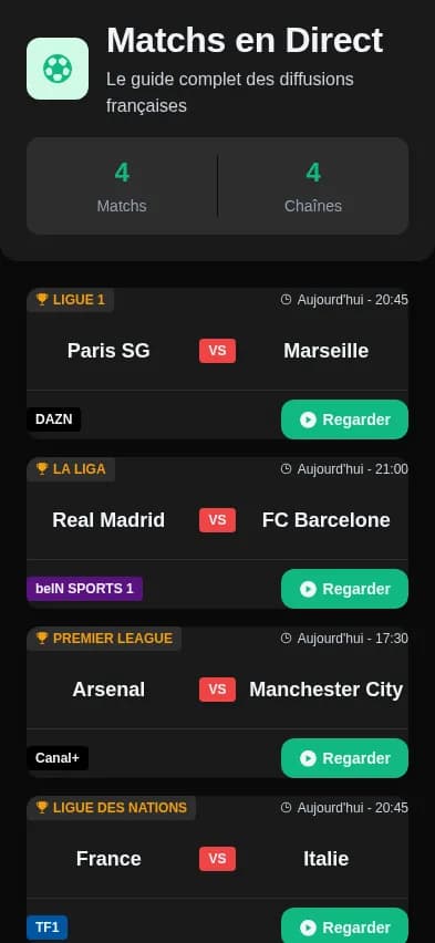 Live Match TV Guide