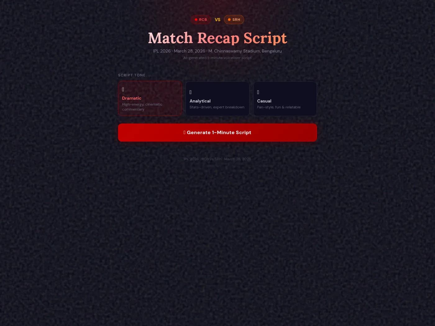 RCB vs SRH Match Recap