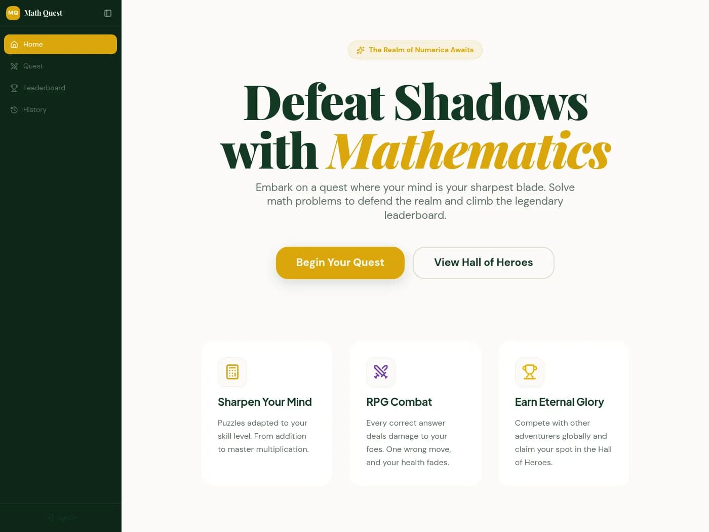 Math Quest Website