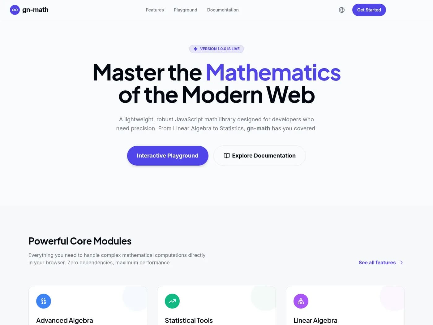Math Library Web Demo