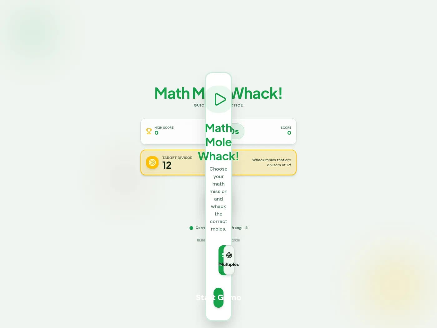 Math Mole Whack