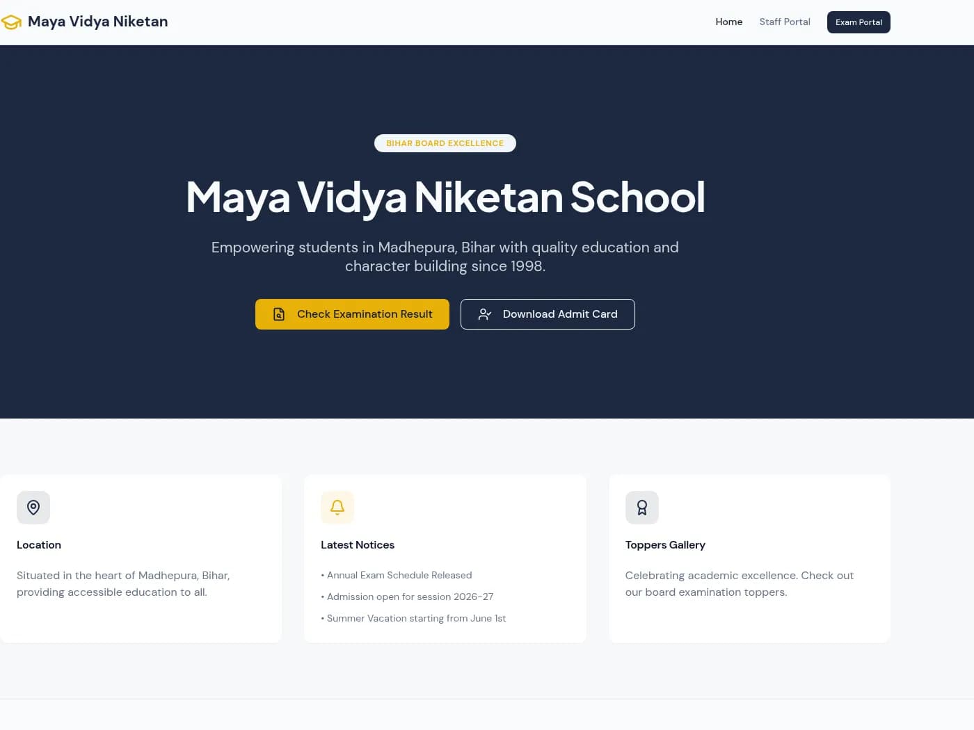 Maya Vidya School Portal