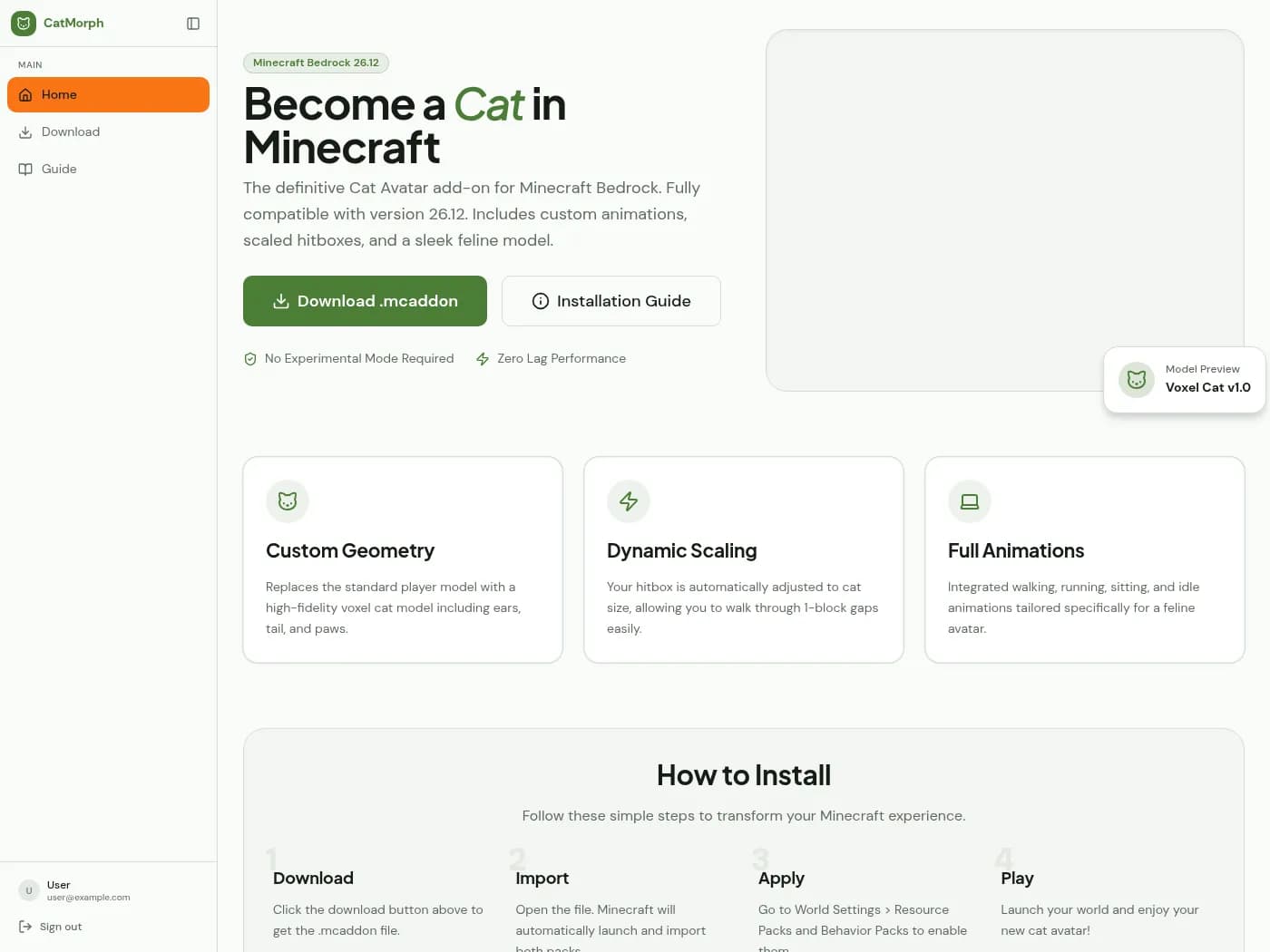 Minecraft Cat Avatar Add-On