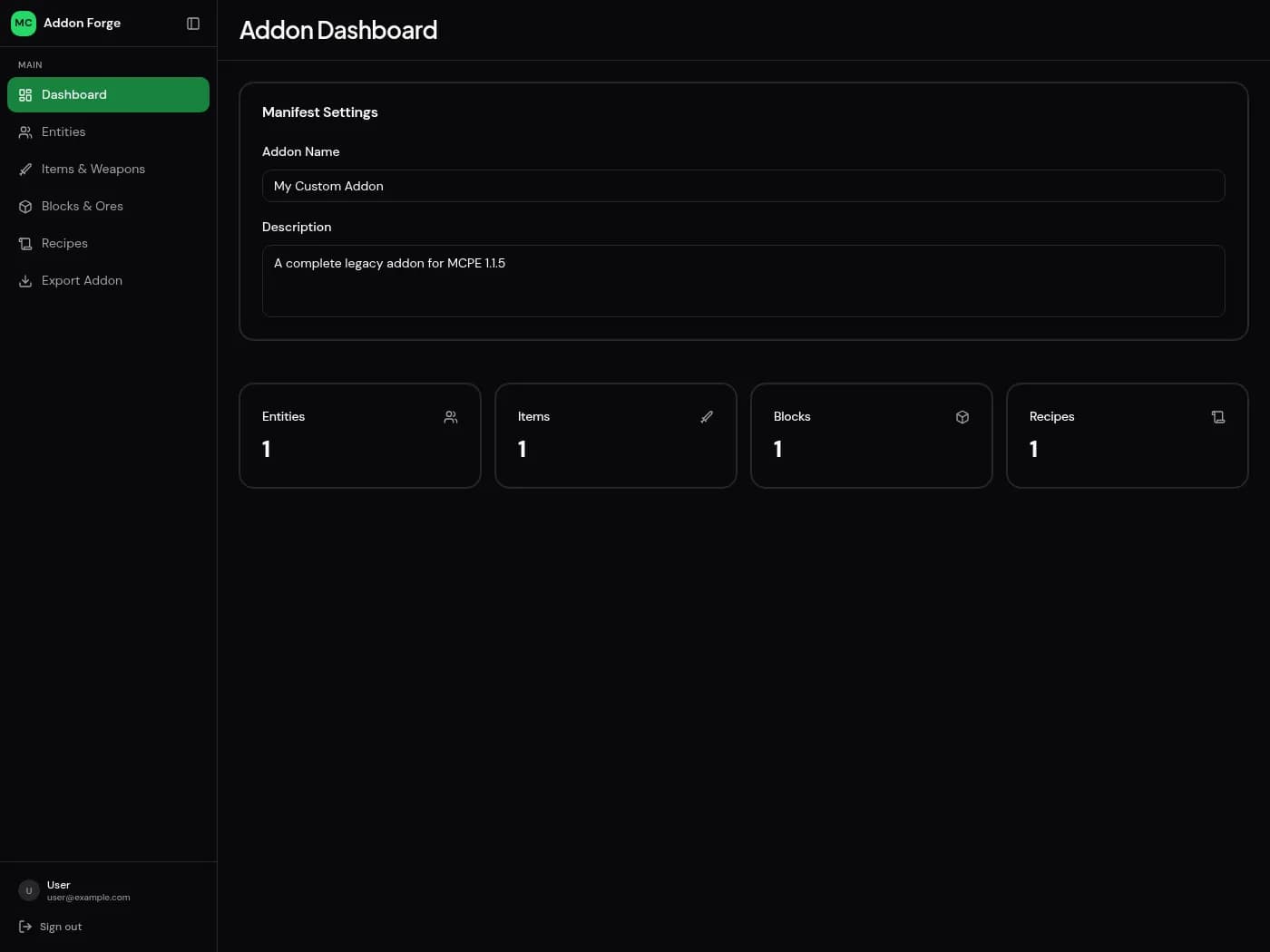 Legacy MCPE Addon Maker