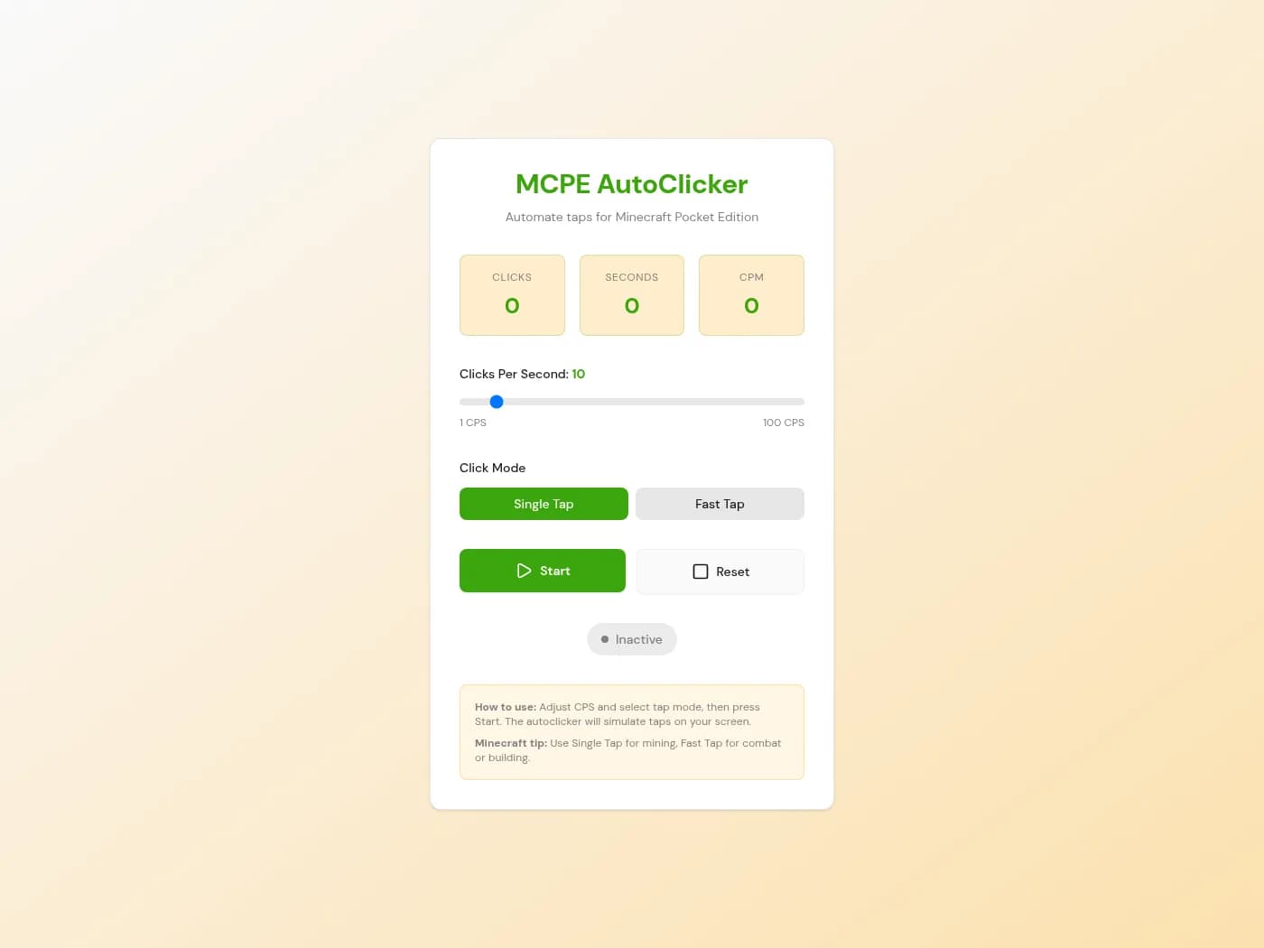 MCPE Autoclicker Tool