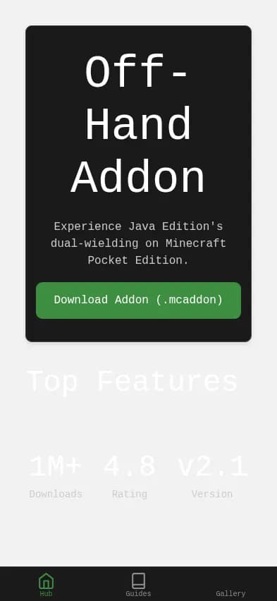 MCPE Off-Hand Addon
